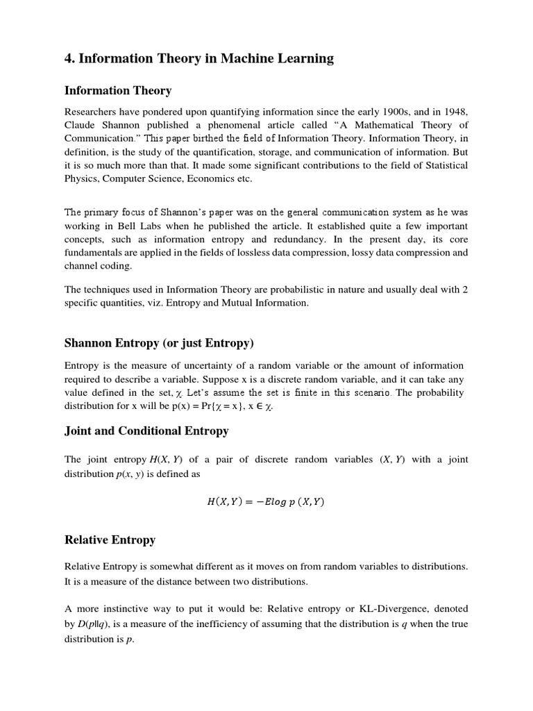 Information Theory in Machine Learning | PDF | Information ...