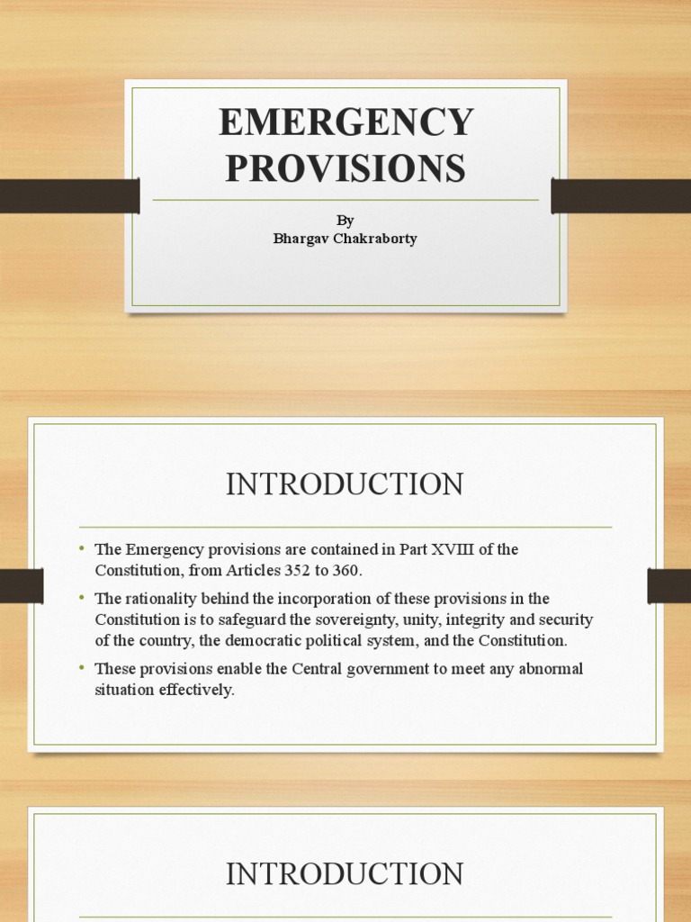 Emergency Provisions: by Bhargav Chakraborty | PDF | State Of Emergency ...