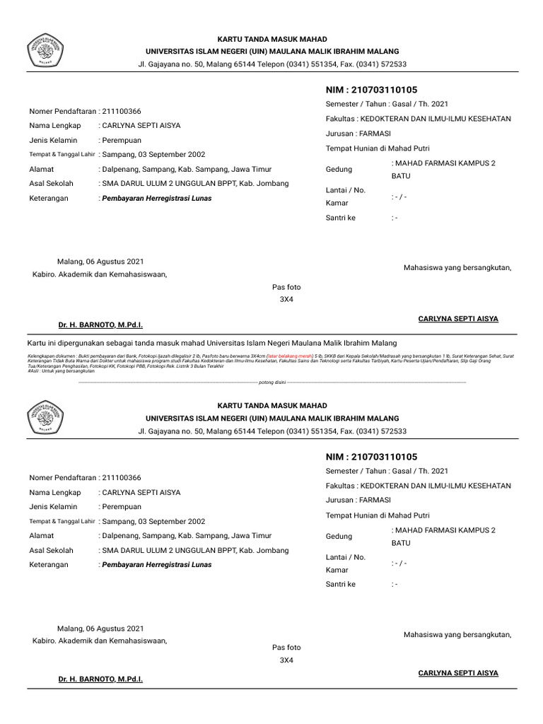 Https Verifikasi - Uin-Malang - Ac.id Sarjana Report Cetak KTMM - PHP | PDF