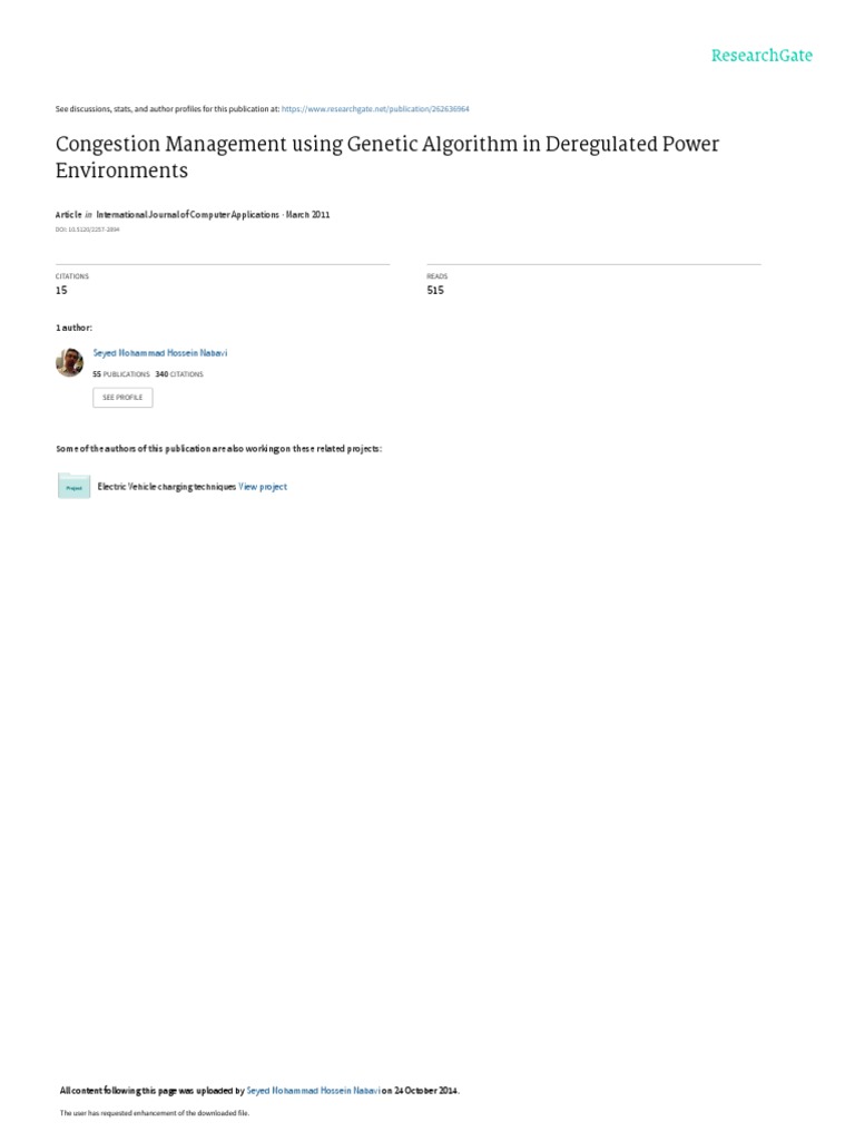 Congestion Management Using Genetic Algorithm In D Pdf Mathematical Optimization Genetic