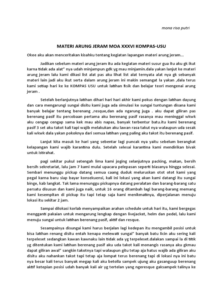 Mona Risa Putri (Feature Arung Jeram) | PDF