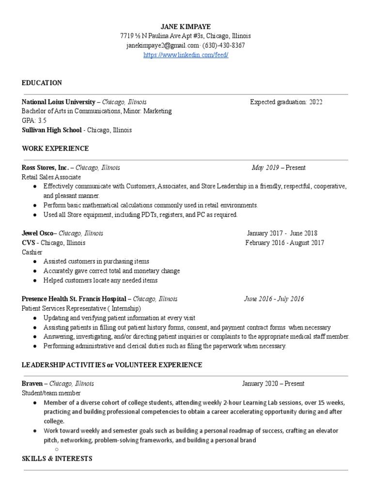 Jane-Resume New Updated Version 1 | PDF | Patient