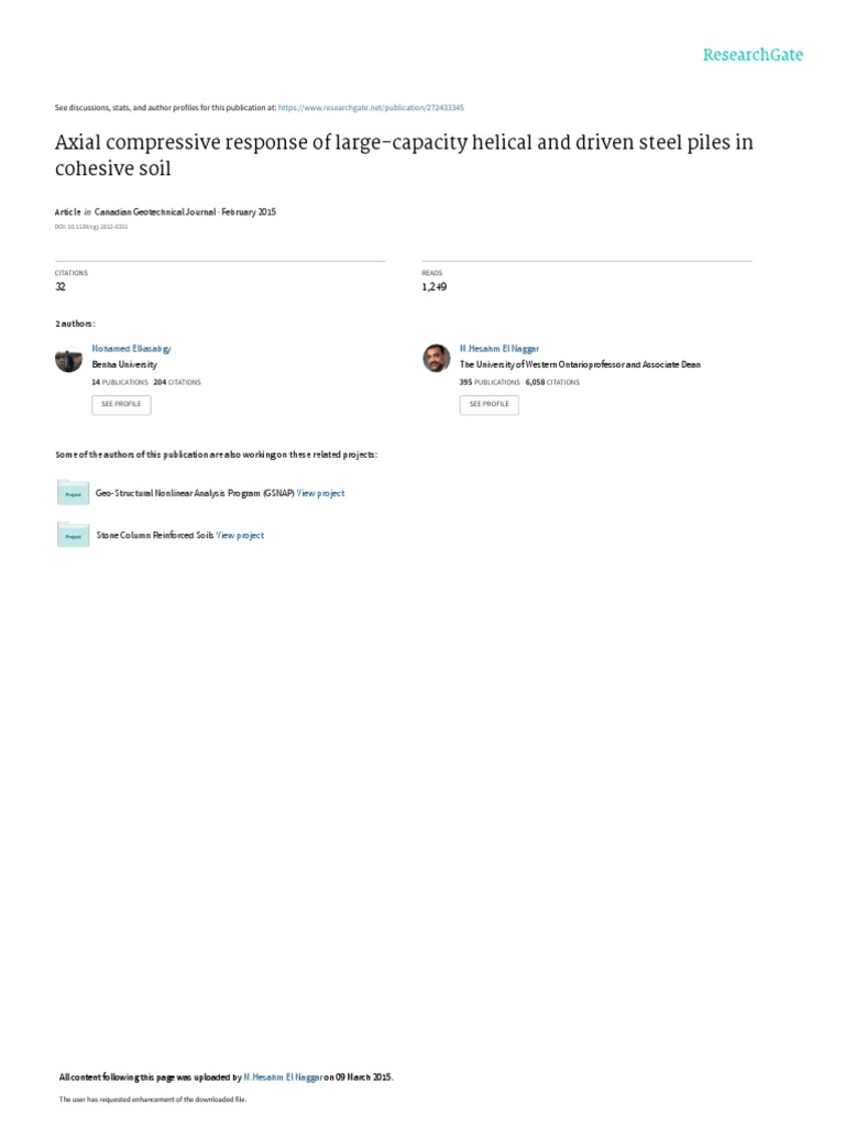 Axial Compressive Response of Large-Capacity Helical and Driven Steel ...