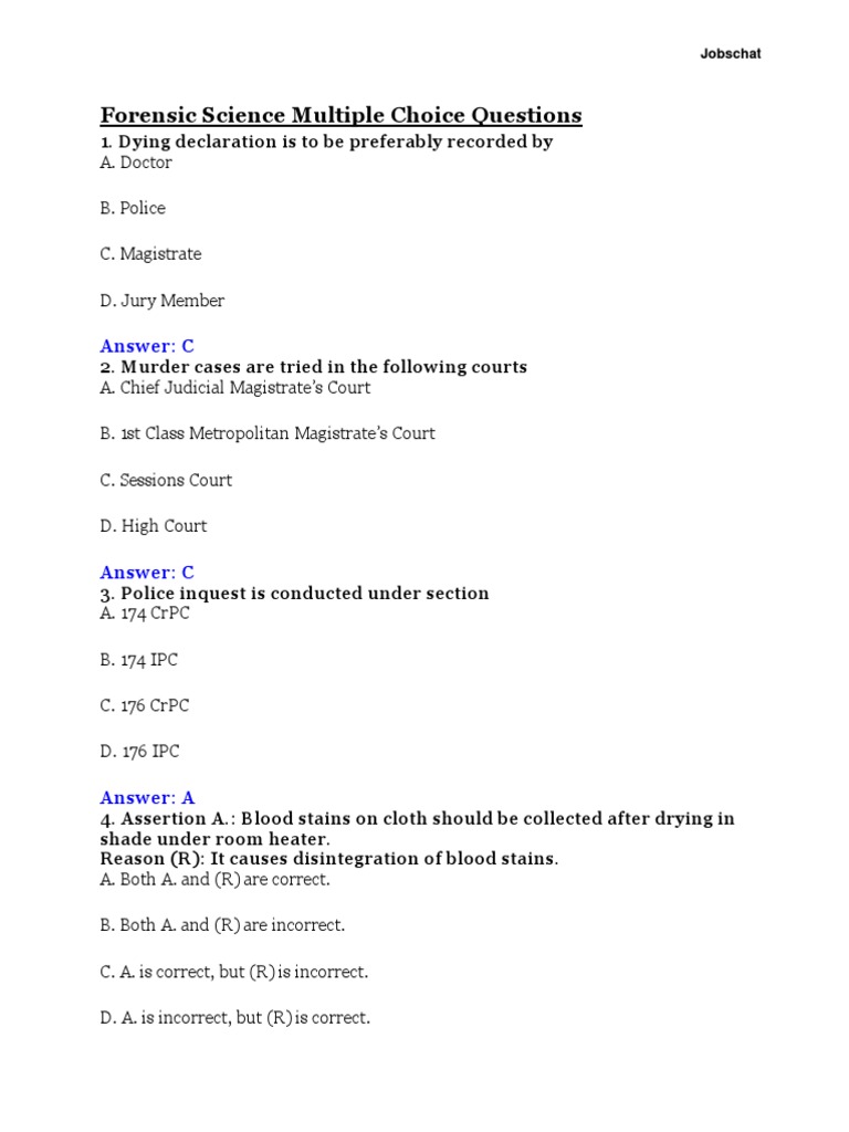 Forensic Science Question Paper Jobschat | PDF | Spectroscopy | Gun Barrel