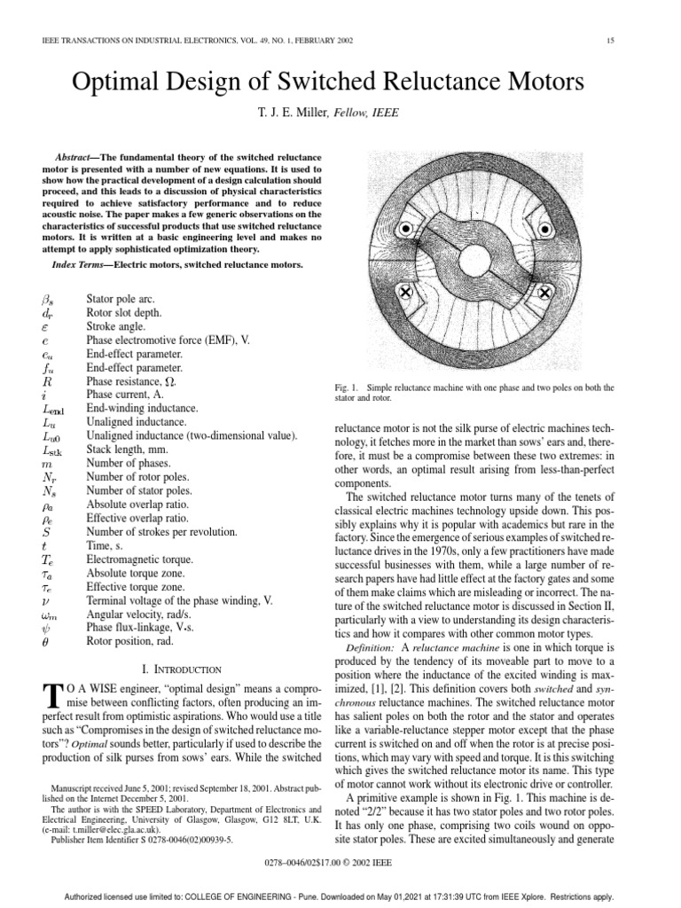 TJE Miller Design of SRM | PDF | Electric Motor | Mechanical Engineering