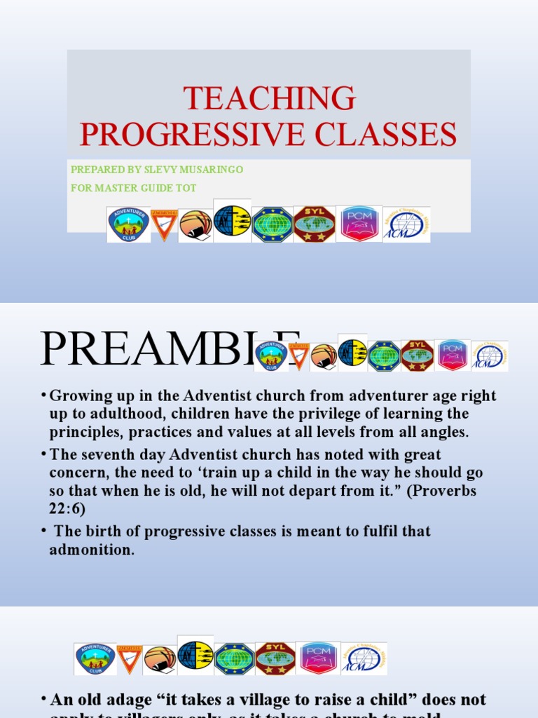Teaching Progressive Classes: Prepared by Slevy Musaringo For Master Guide Tot | PDF | Learning ...