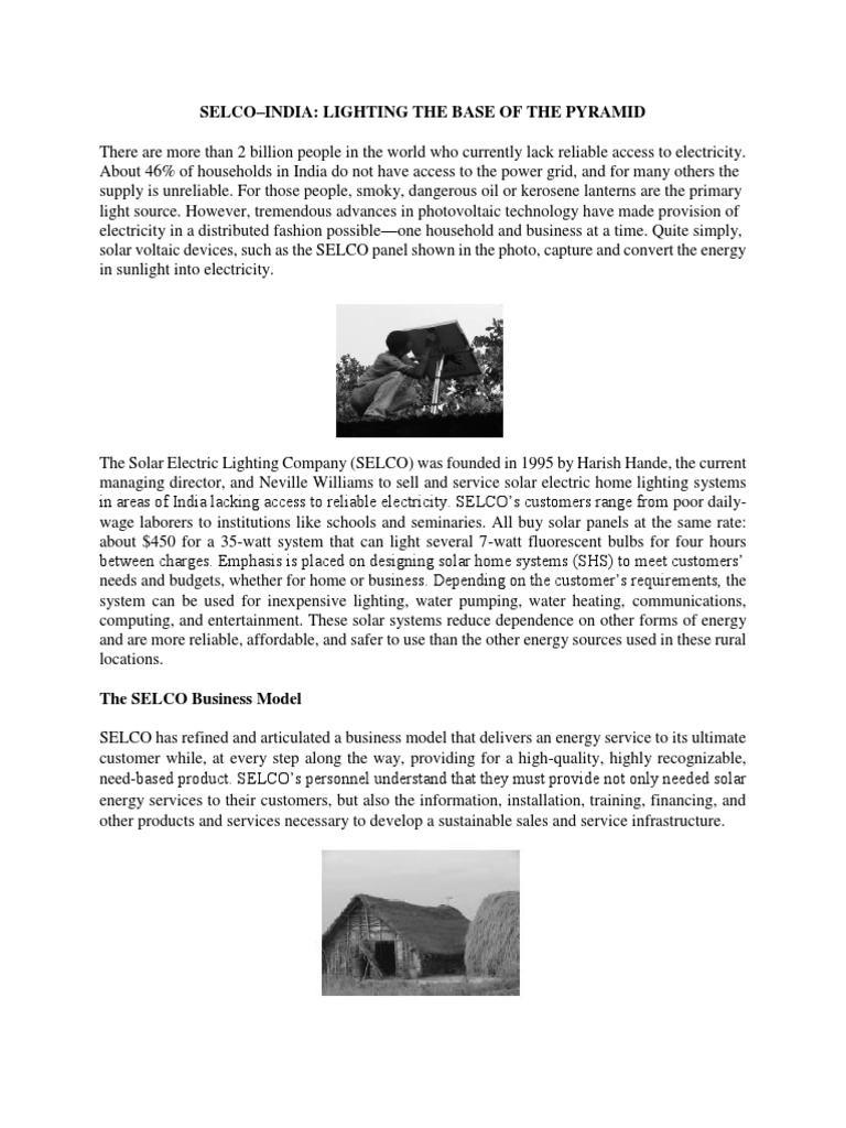 Selco-India: Lighting The Base of The Pyramid | PDF | Compact ...