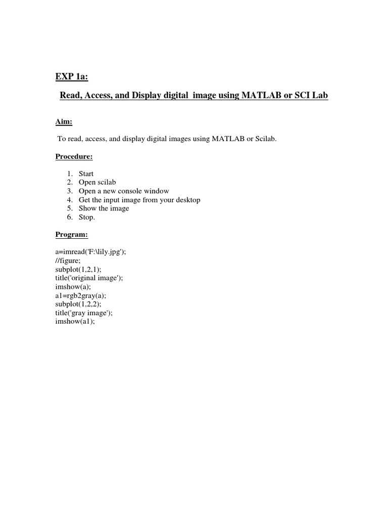 Image Processing and Pattern Recoginition Lab Manual | PDF | Algorithms ...