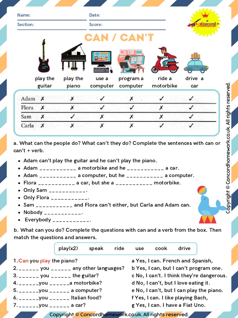 Can and Cant English Worksheet PDF | PDF | Intellectual Property Law ...