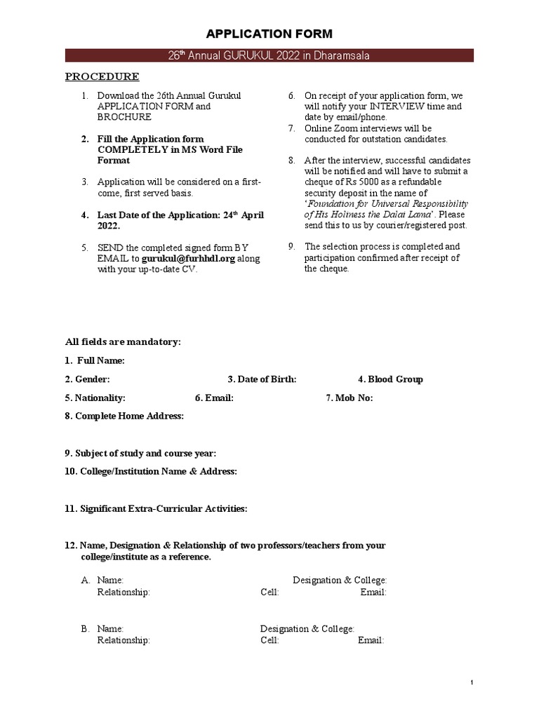 Gurukul Application Form 2022 1 | PDF