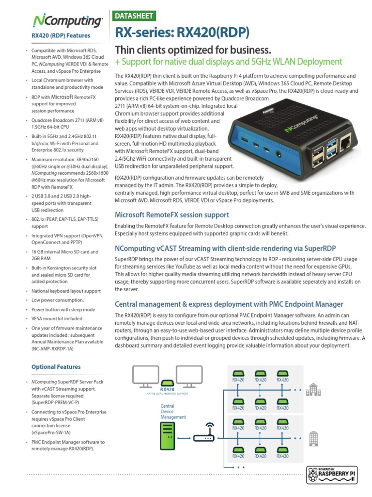 Datasheet RX-series RX420-RDP (EN) 828842 | PDF | Remote Desktop ...