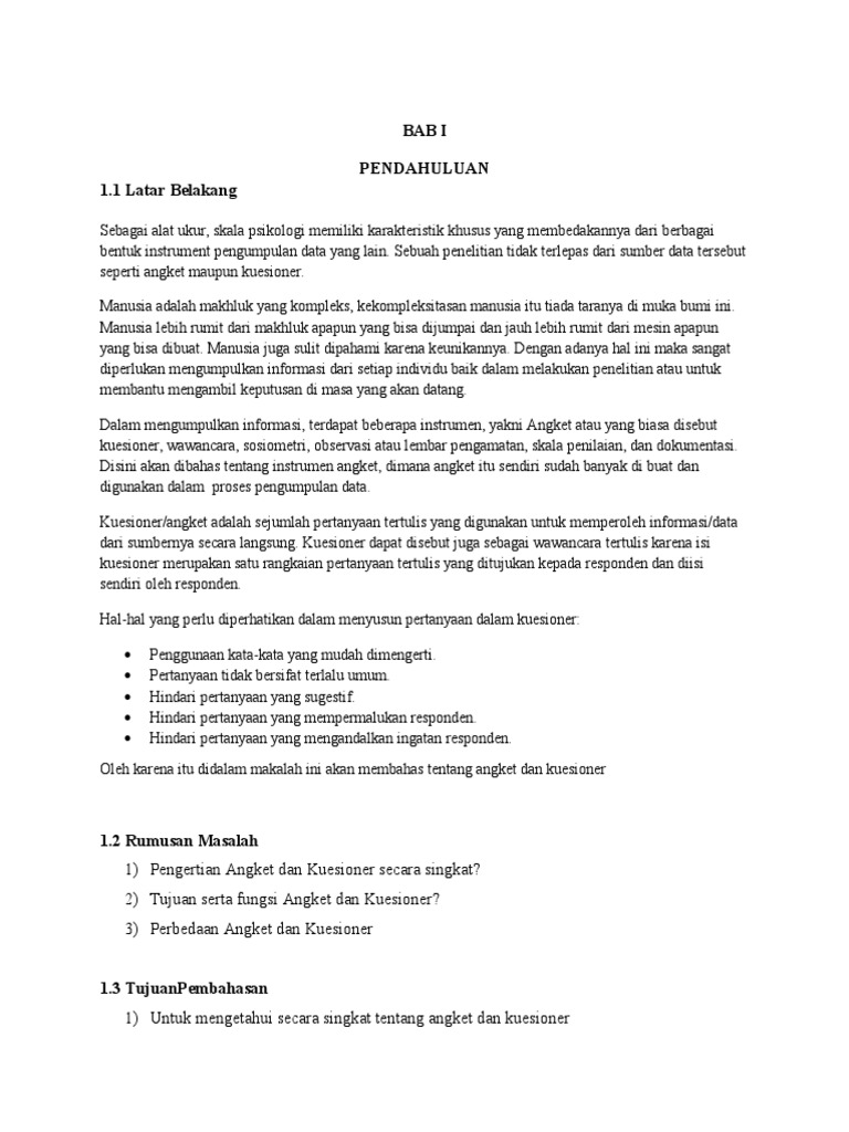 Perbedaan Angket Dan Kuesioner Kel 6 | PDF