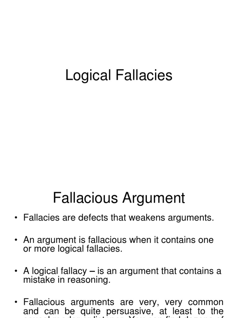 CTCA Logical Fallacies Relevance & Insufficient Evidence | PDF ...