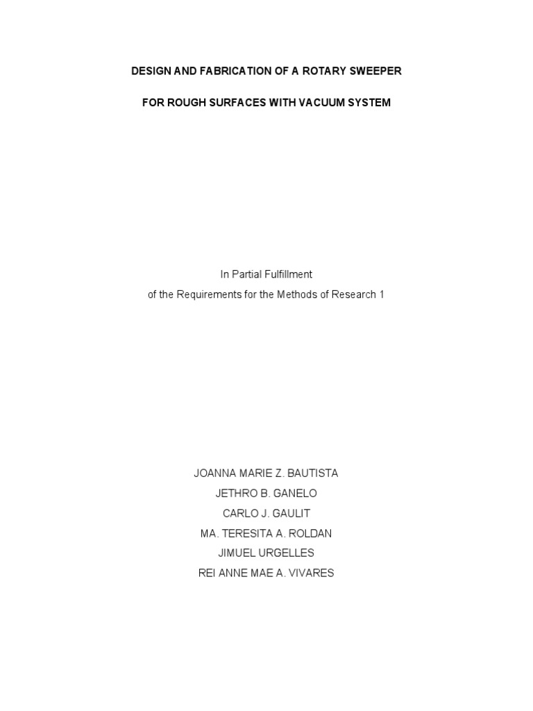 (Revised) Design and Fabrication of A Rotary Sweeper | PDF | Electric ...