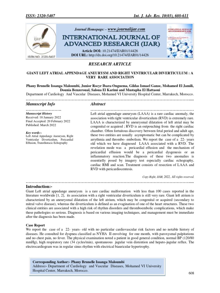 Giant Left Atrial Appendage Aneurysm and Right Ventricular Diverticulum ...