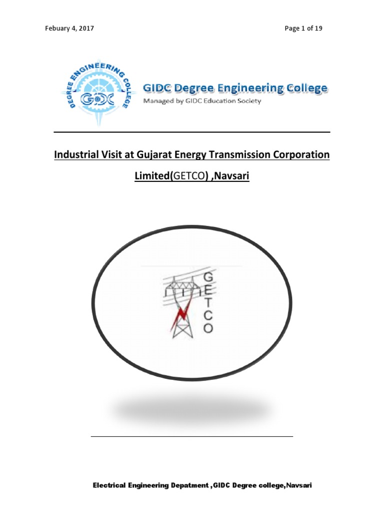 Industrial Visit at Gujarat Energy Transmission Corporation Limited ...