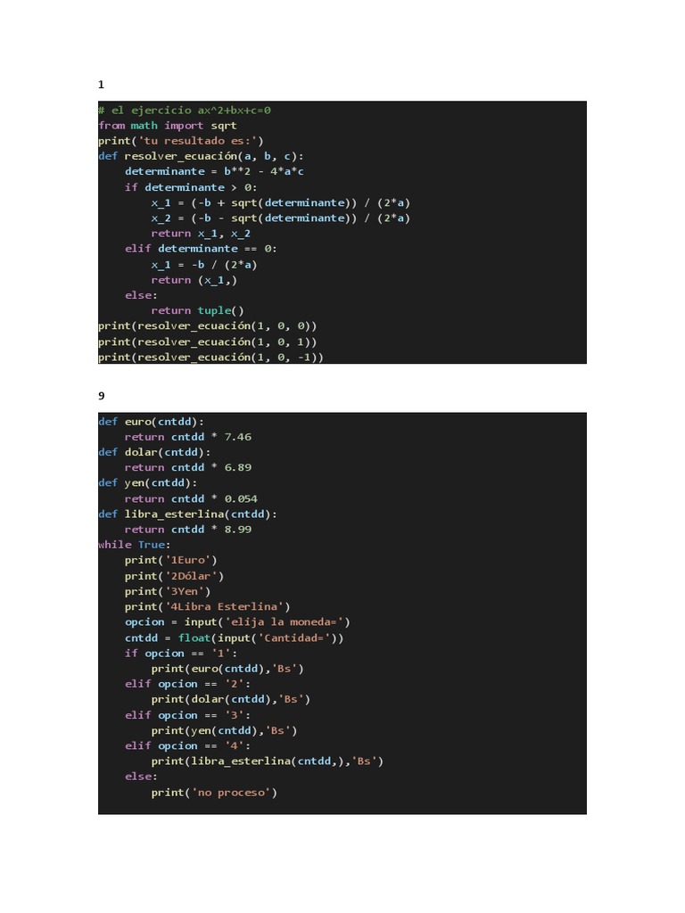 Python Ejercicios | PDF | Moneda | Python (lenguaje de programación)