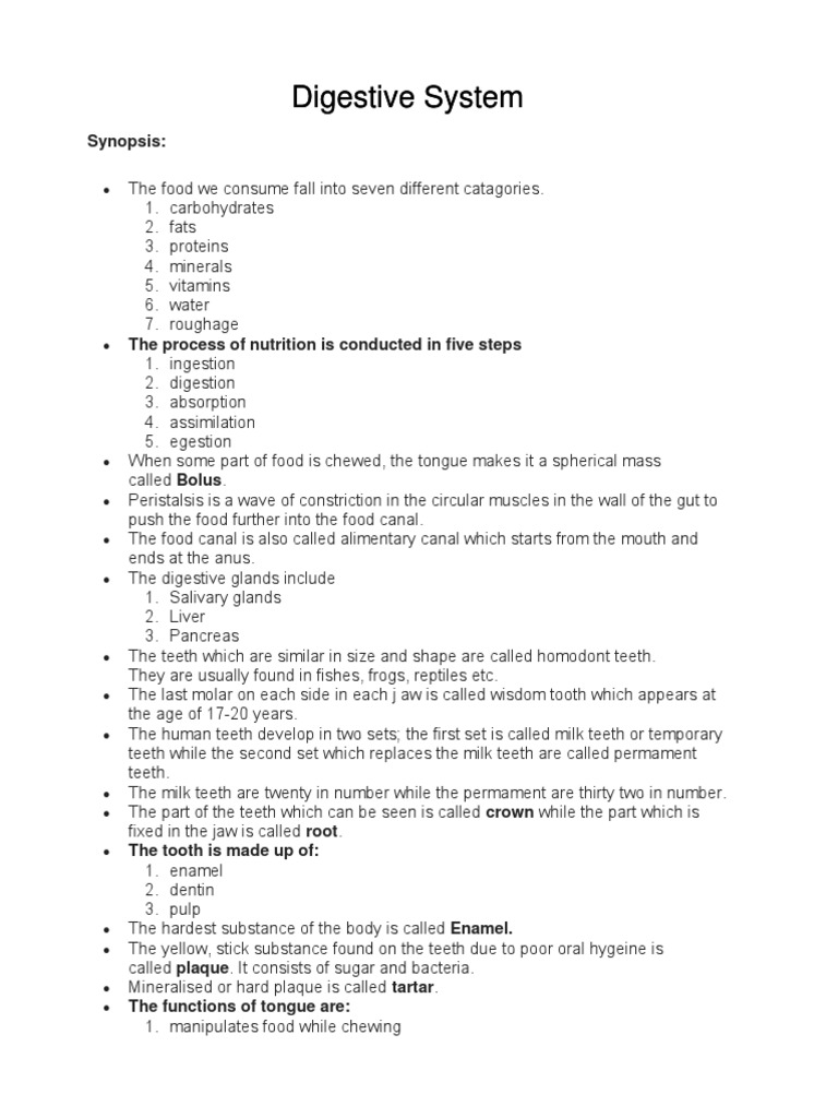 Class 6 ICSE Digestive System Guide | PDF | Digestion | Human Digestive ...