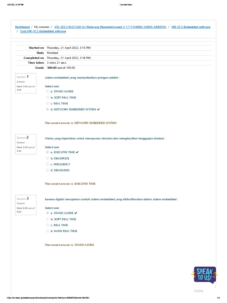 Quiz M8-VC2-Embedded Software - Attempt Review | PDF