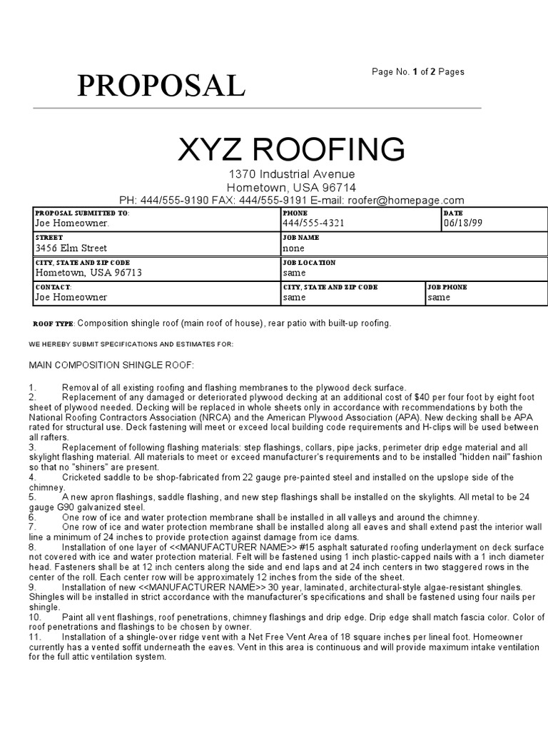 Sample Proposal | PDF | Roof | Civil Engineering