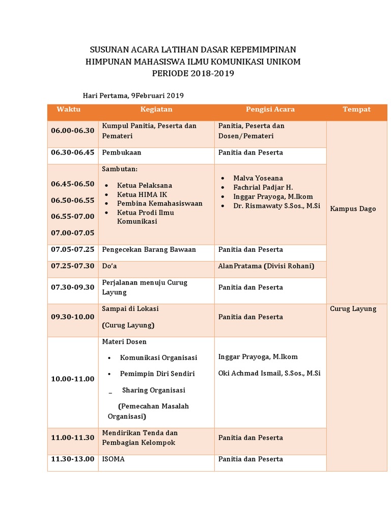 Susunan Acara LDK | PDF