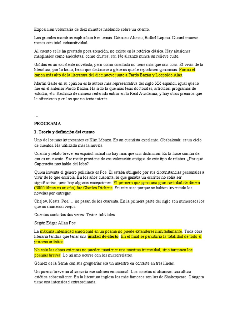 Análisis del cuento en la literatura | PDF | Ficción general