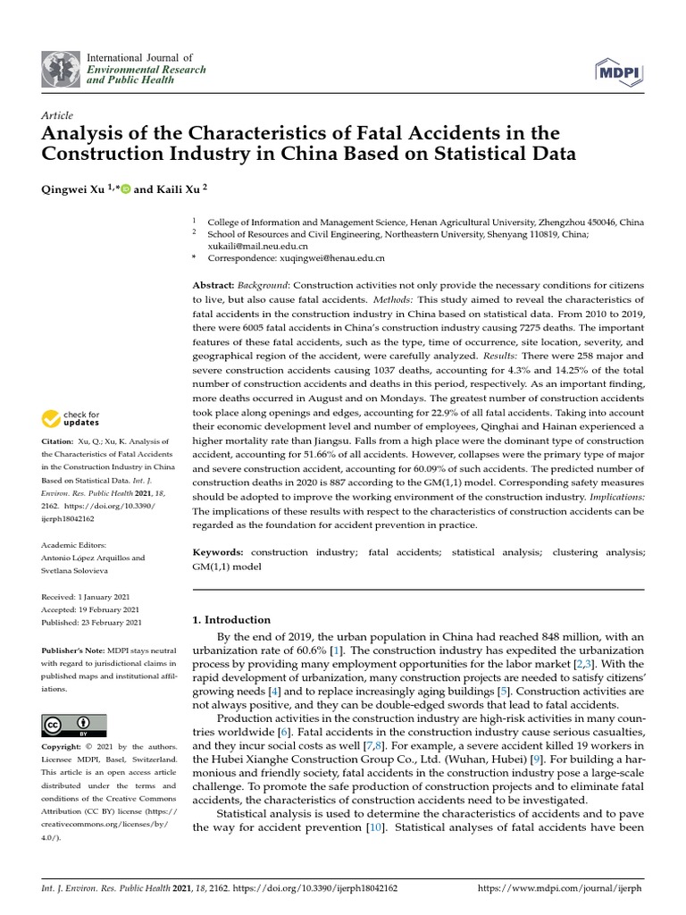 Fatal Accidents in The Construction Industry | PDF | Statistical ...