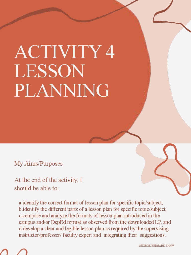 ACTIVITY 4lesson Planning | PDF | Lesson Plan | Educational Assessment