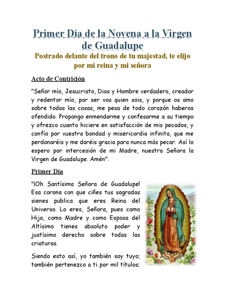 Novena A La Virgen de Guadalupe | PDF | María, madre de Jesús | Oración Novena A La Virgen de Guadalupe | PDF | María, madre de Jesús | Oración