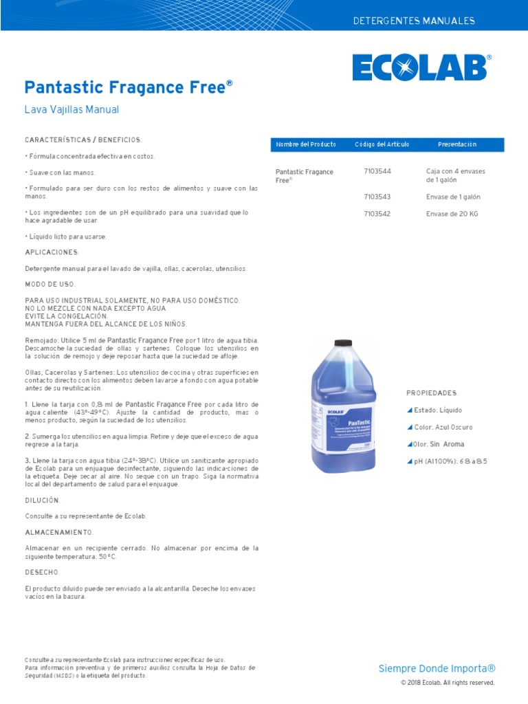 Pantastic Fragance Free - FT V03 | PDF | Agua