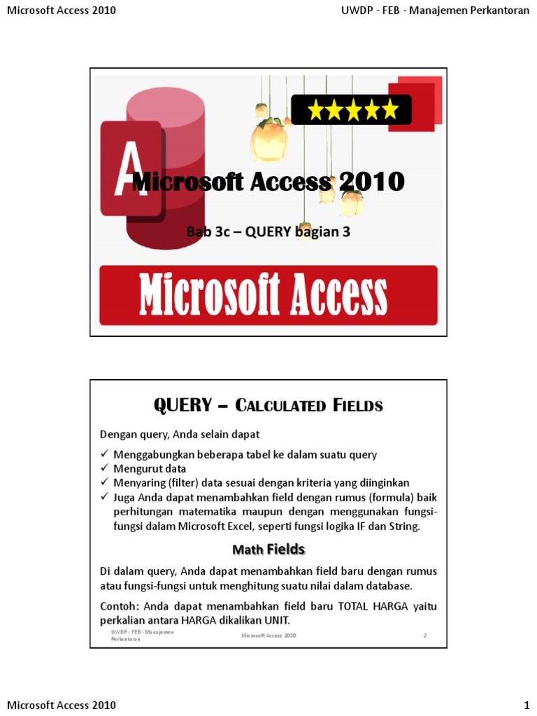 Microsoft Access 2010: Query - C F | PDF