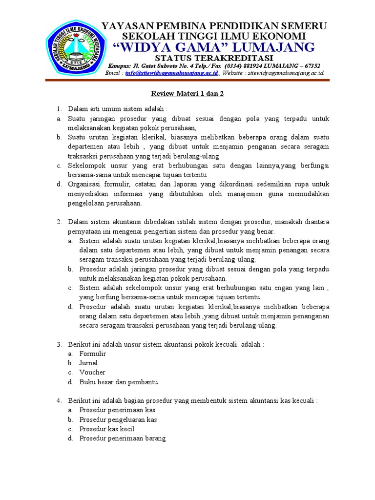 Review Materi Sia 2 (Bab 1dan2) | PDF