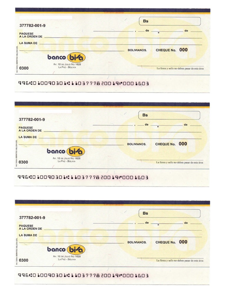 Cheques Banco Bisa | PDF