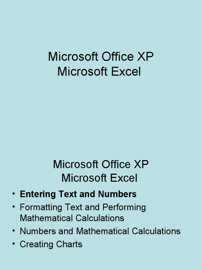 Microsoft Office XP Microsoft Excel | Download Free PDF | Microsoft ...