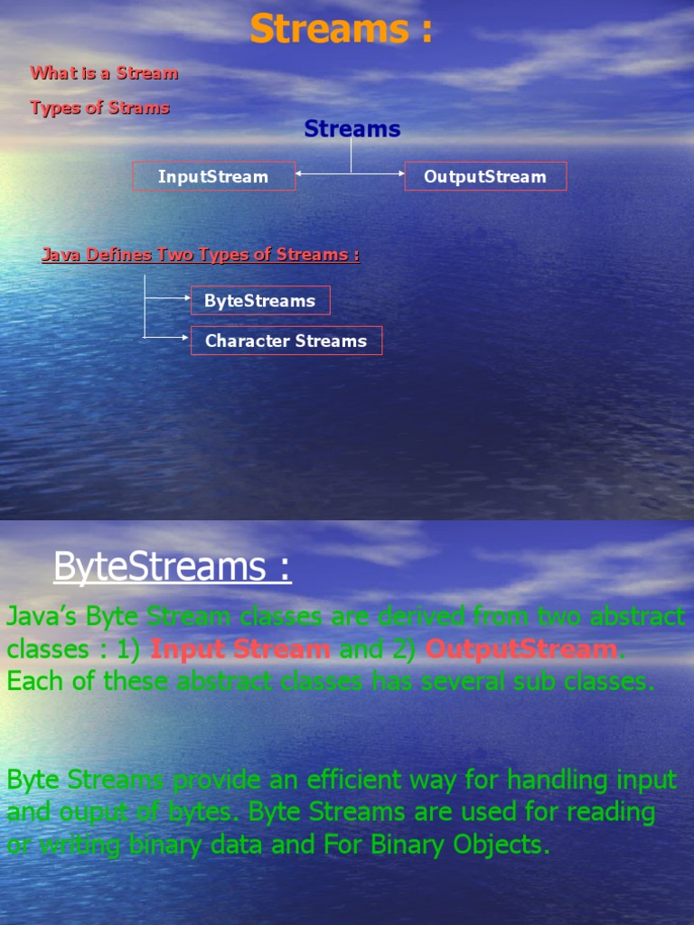 Streams: What Is A Stream Types of Strams | PDF | Class (Computer ...