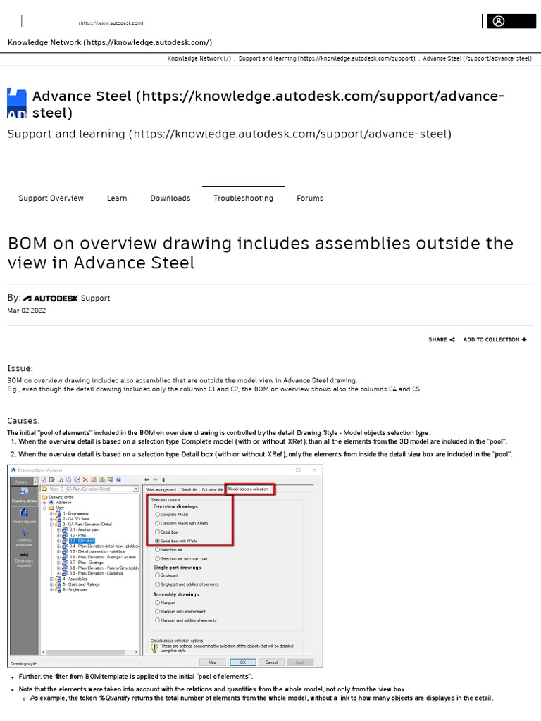 BOM On Overview Drawing Includes Assemblies Outside The View in Advance ...