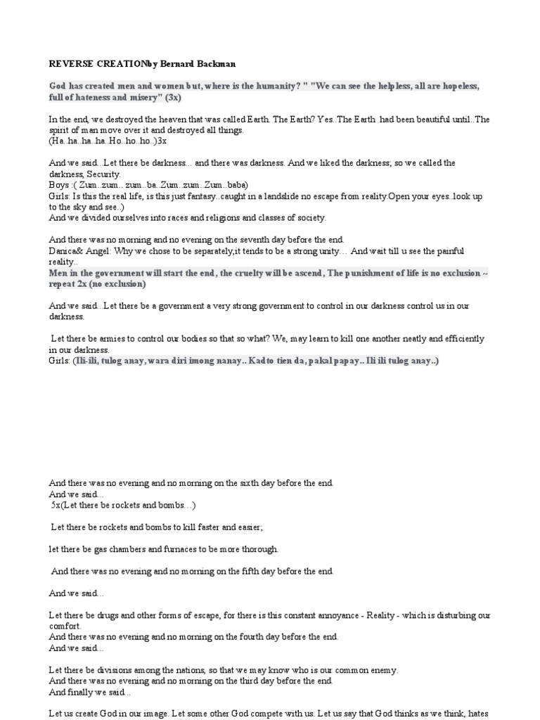 REVERSE CREATIONby Bernard Backman | PDF | Religious Belief And Doctrine