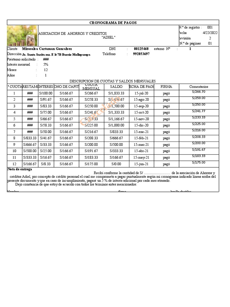 Copia de Monto Total | PDF | Crédito | Finanzas y administración del dinero