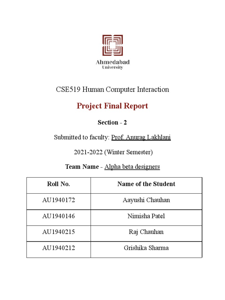 HCI Project Final Report Group 15 | PDF | Web Application | Usability