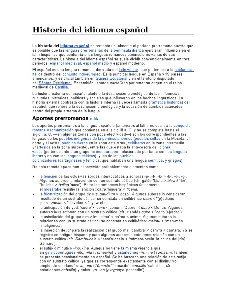 La historia del idioma español: desde sus orígenes prerromanos hasta su ...