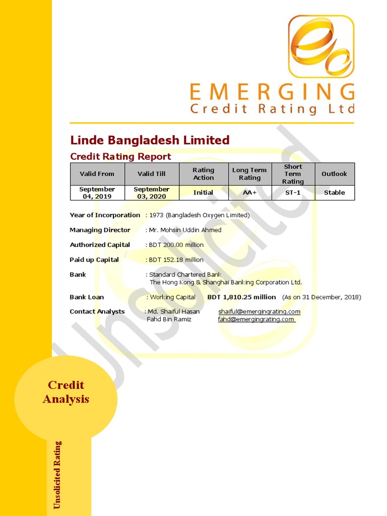 Linde Bangladesh Limited Credit Rating 2019 | PDF | Natural Gas ...