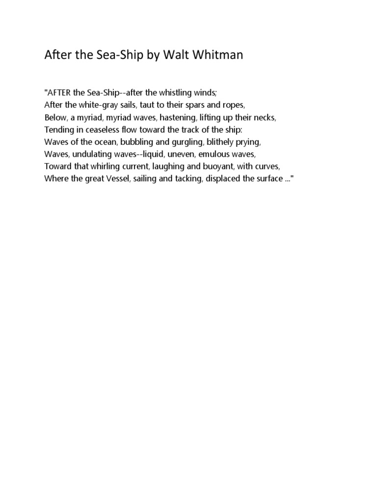 "After the Sea-Ship" Poem Analysis | PDF