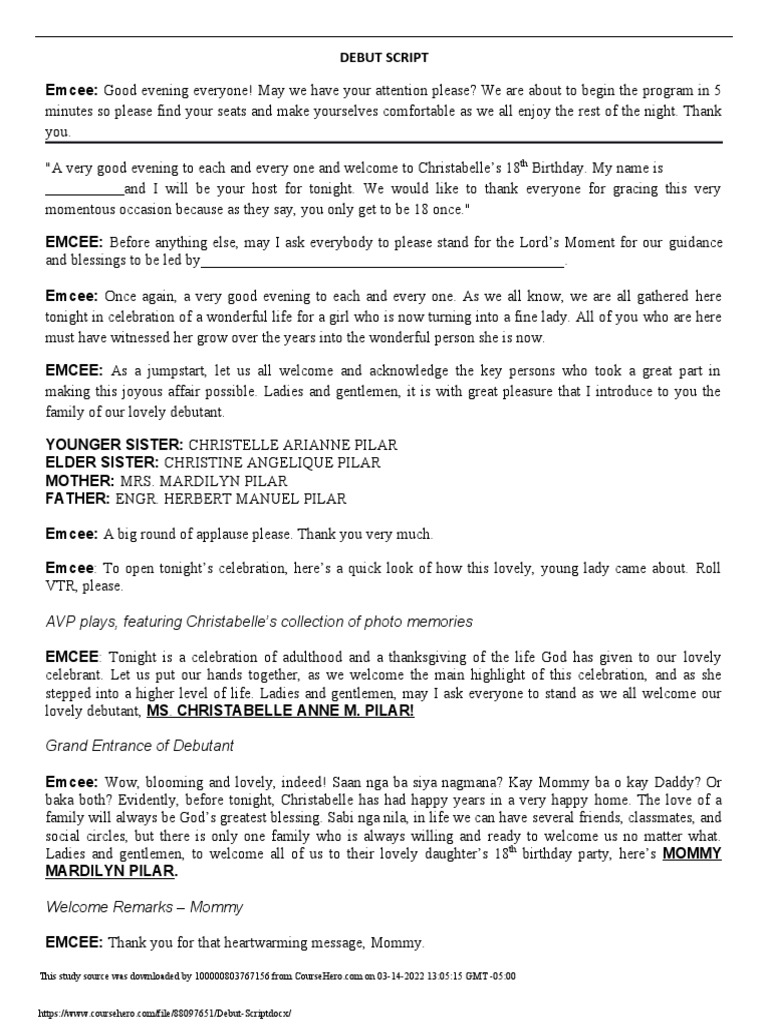Debut Script | PDF