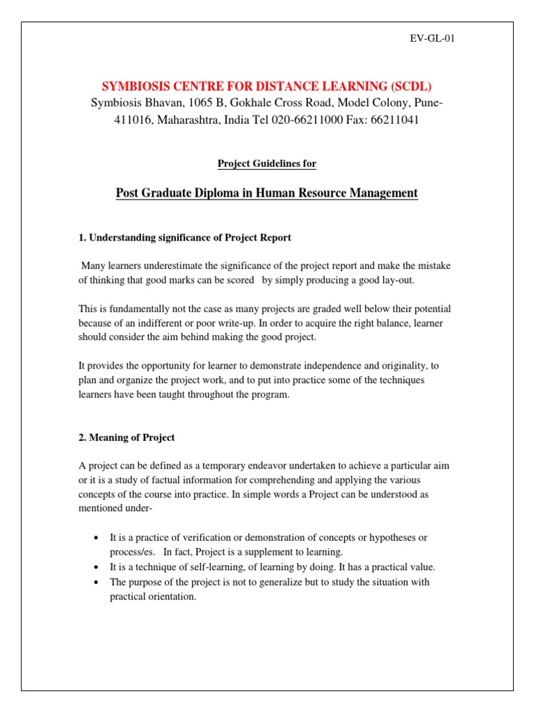 PGDHRM Project Guidelines | PDF | Human Resource Management | Employment
