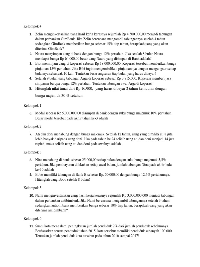 Soal Bunga Tunggal & Majemuk Topik 5-Dikonversi | PDF