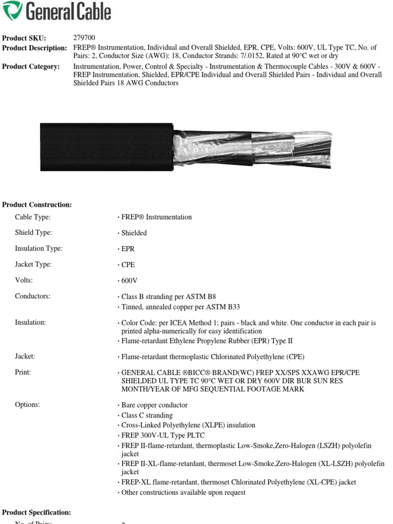 General BICC 279700 | PDF | Electrical Conductor | Electrical ...