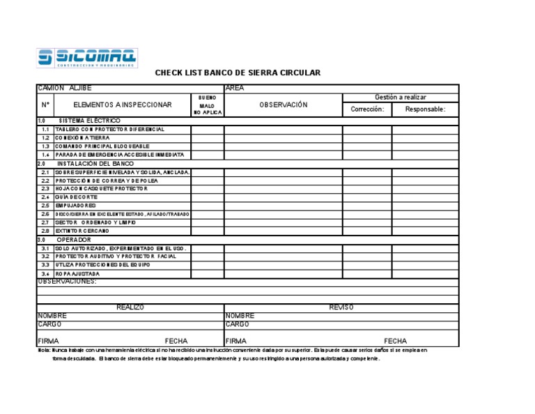 Check List - 07 Sierra Circular | PDF