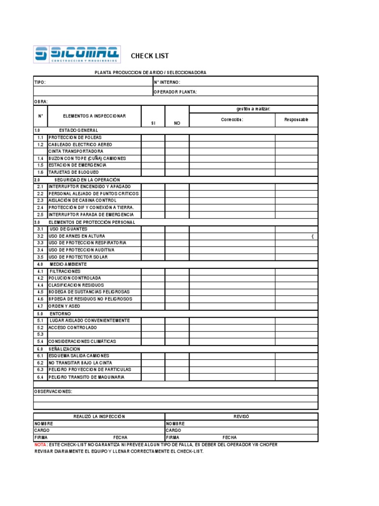 Plant Maintenance Checklist | PDF