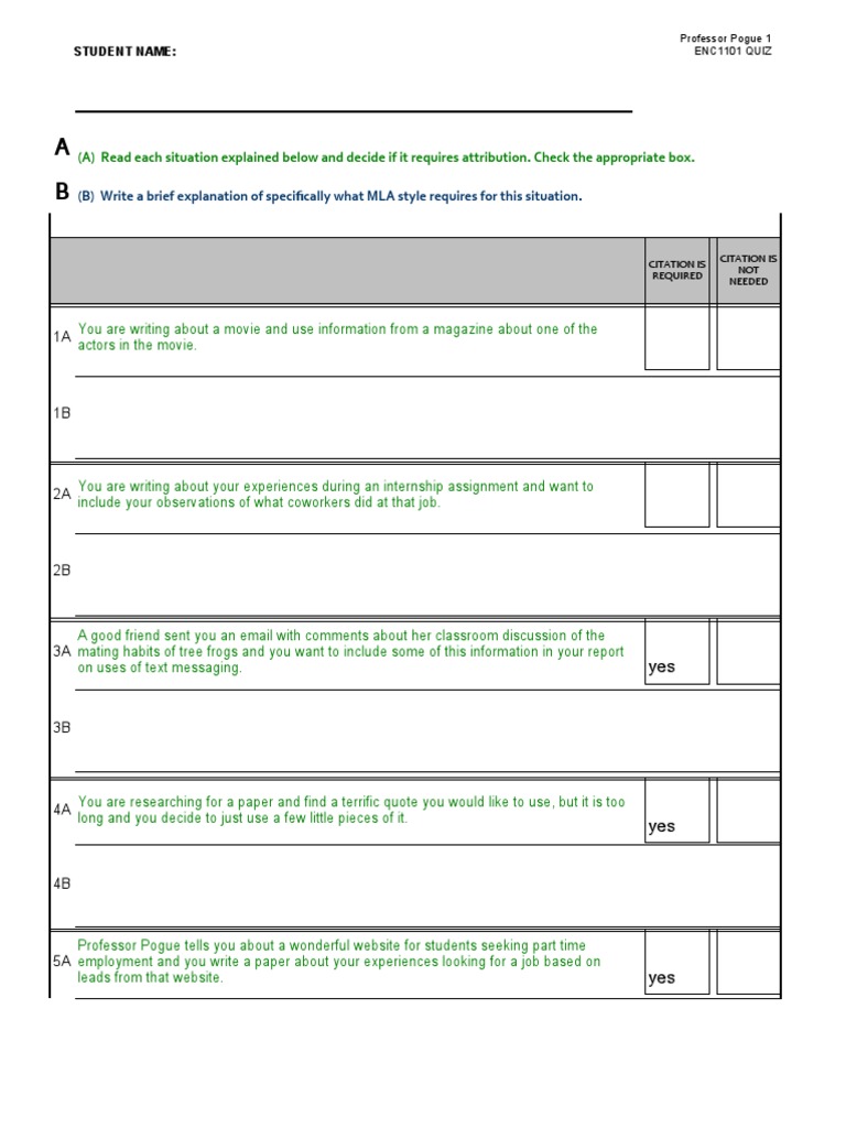Plagiarism Quiz Answer Page | PDF