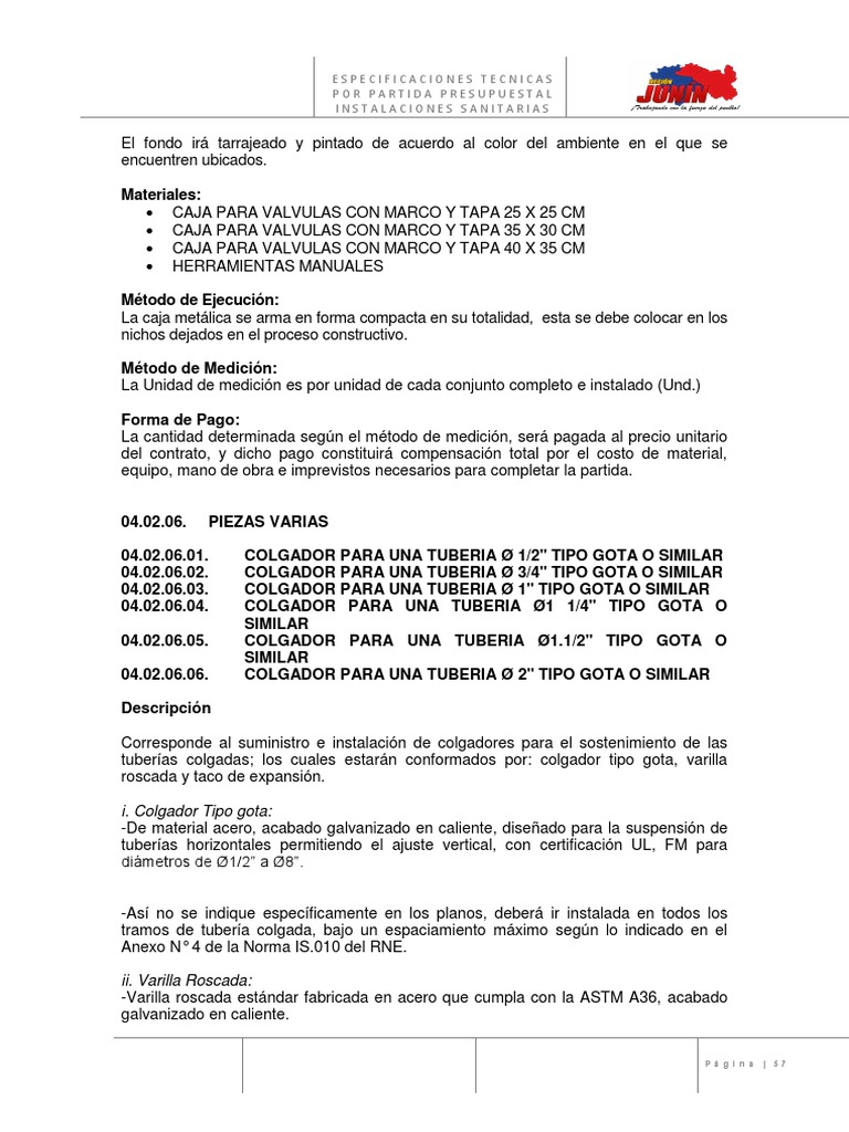 Colgador Tippo Gota | PDF | Tubería (transporte de fluidos) | Bienes manufacturados